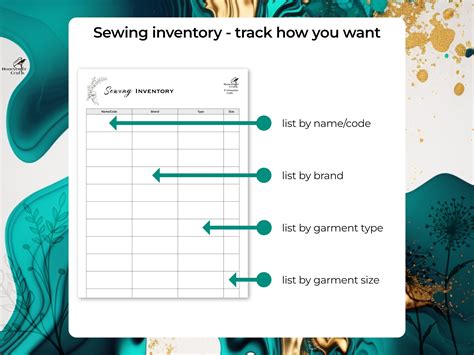 Sewing Pattern Inventory Tracker Planner Minimalist Design Printable Craft Organiser And