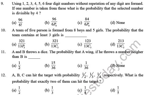 Probability Jee Mathematics Mcqs Set 1 With Answers