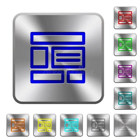Web Layout Rounded Square Steel Buttons Stock Vector Illustration Of Document Icons