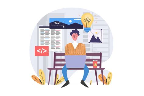 freelance concept in modern flat design for web man freelancer working