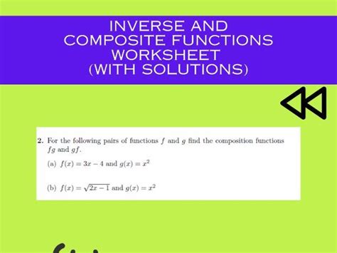 Inverse And Composite Functions Worksheet With Solutions Teaching Resources