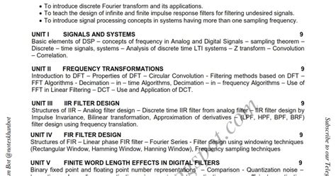 it6502 digital signal processing syllabus semester vi cse be anna