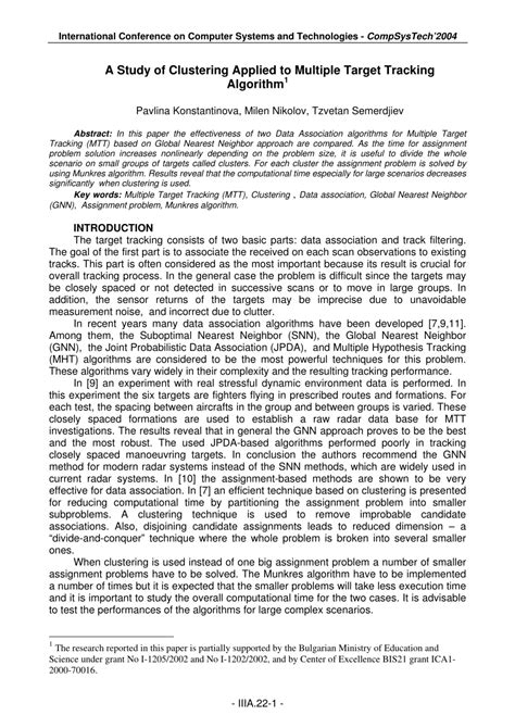 Pdf A Study Of Clustering Applied To Multiple Target Tracking Algorithm