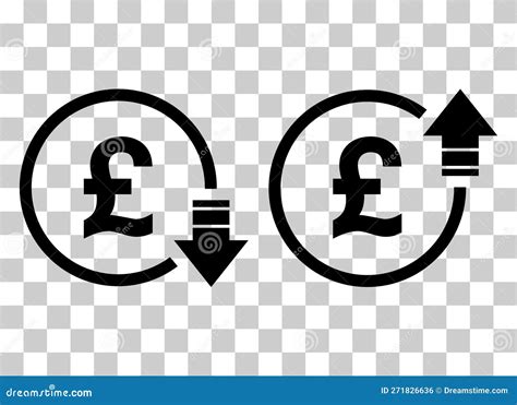 Set Of Cost Symbol Pound Increase And Decrease Icon Money Vector