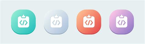 Coding Solid Icon In Flat Design Style Programming Signs Vector