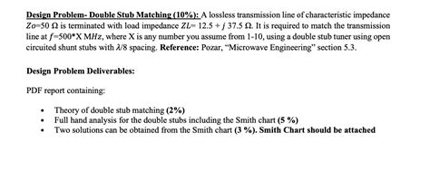solved design problem double stub matching 10 a