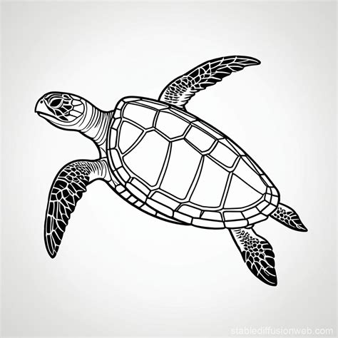 Simple Sea Turtle Outline Stable Diffusion Online
