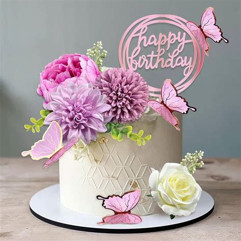 Butterfly And Flower Cake Design