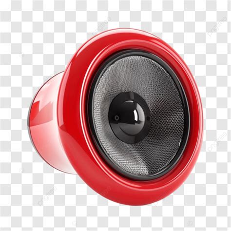 투명한 배경에 3d 볼륨 버튼 렌더링이 있는 빨간색 사운드 스피커 개념 빨간색 소리 스피커 Png 일러스트 및 이미지 에