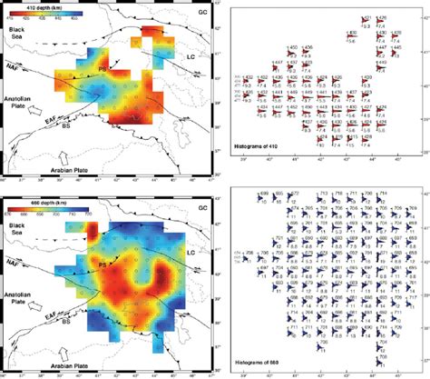 Depth Variation Maps Of 410 And 660 Km Discontinuities Are On The Left