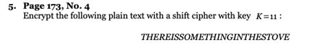 solved 5 page 173 no 4 encrypt the following plain text
