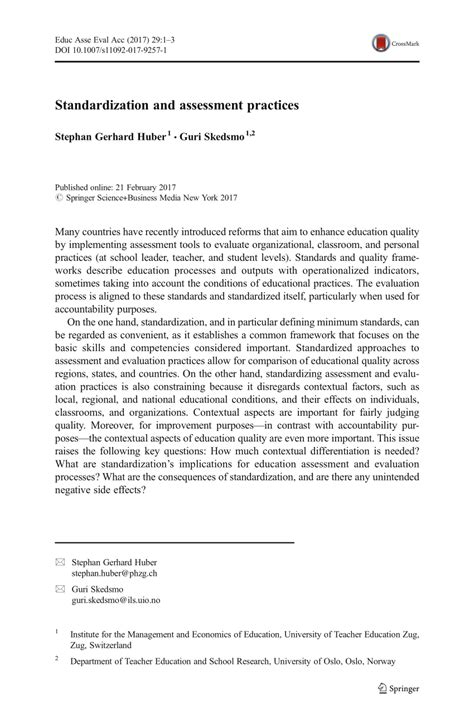 pdf standardization and assessment practices