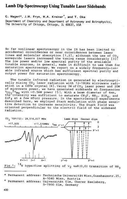 Lamb Dip Spectroscopy Using Tunable Laser Sidebands Oka