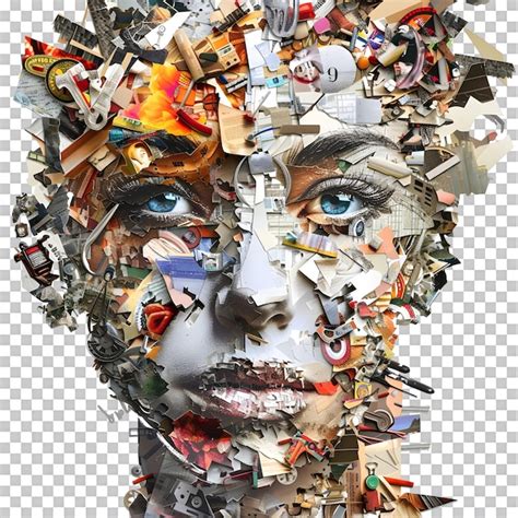 Identity Tapestry Collage Of A Womans Face Composed Of Premium Ai