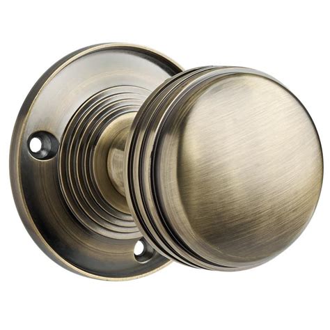 Ringed Mortice Door Knob Antique Brass Boxed