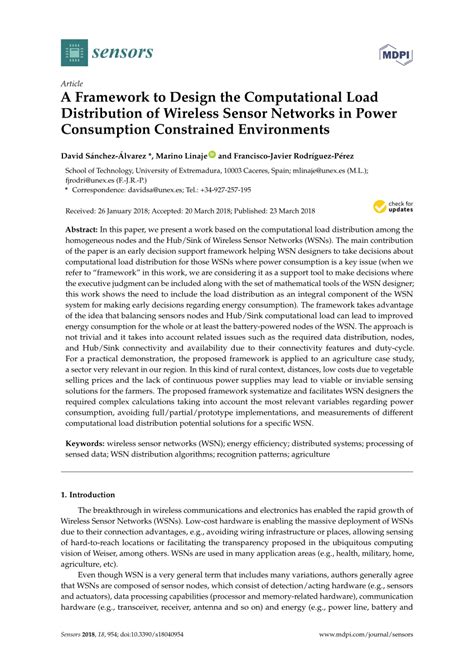 Pdf A Framework To Design The Computational Load Distribution Of Wireless Sensor Networks In