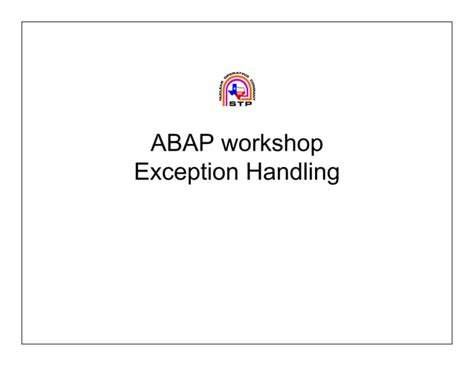 Abap Slide Exceptionshandling Pdf