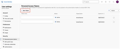 Azure Devops Creating Personal Access Token Pat Kenan Hançer Blog