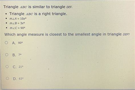 Solved Triangle Abc Is Similar To Triangle Def Triangle Abc Is A