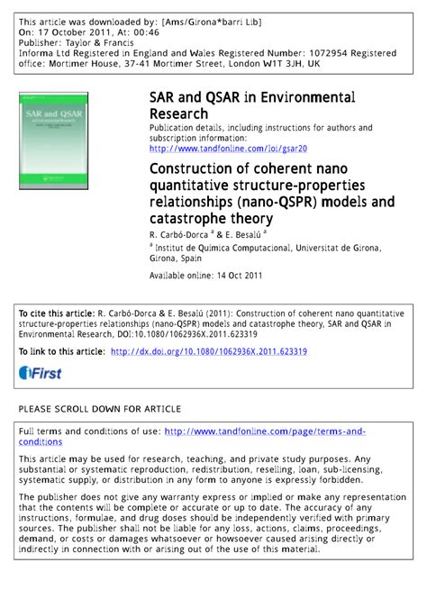 Pdf Construction Of Coherent Nano Quantitative Structure Properties