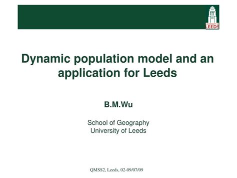 Ppt Dynamic Population Model And An Application For Leeds Powerpoint