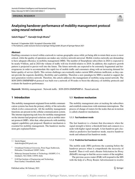 Analyzing Handover Performance Of Mobility Management Protocol Using Neural Network