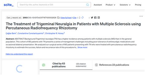 The Treatment Of Trigeminal Neuralgia In Patients With Multiple Sclerosis Using Percutaneous