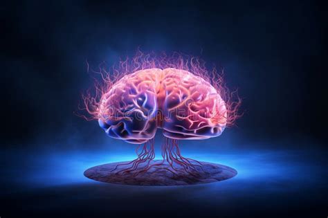 Advanced Ai Digital Brain With Complex Neural Networks Against Futuristic Backdrop Stock