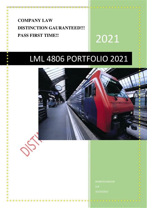 LML PORTFOLIO DISTINCTION GAURANTEED LML Company Law Stuvia US