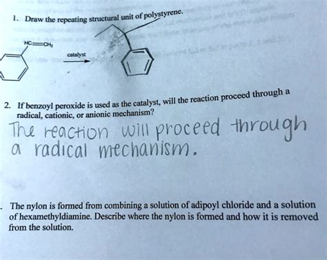 Draw The Repeating Structural Unit Of Polystyrene Hc Chz Ctalyst Proceed Through A If Benzoyl