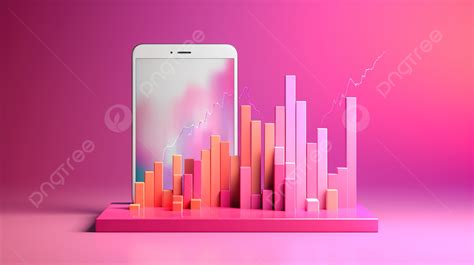 모바일 앱 및 웹 개발을 위한 3d 막대 차트가 포함된 분홍색 배경 인포그래픽 웹 디자인 웹사이트 디자인 웹 디자인 컨셉 배경 일러스트 및 사진 무료 다운로드