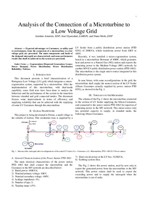 Pdf Analysis Of The Connection Of A Microturbine To A Low Voltage Grid