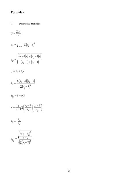 Ap statistics 2018 practice exam 学生版 1 Formulas I Descriptive Statistics xi x n Â
