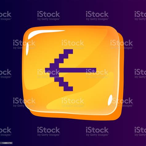 pointer to left side glossy ui button with pixelated color icon stock