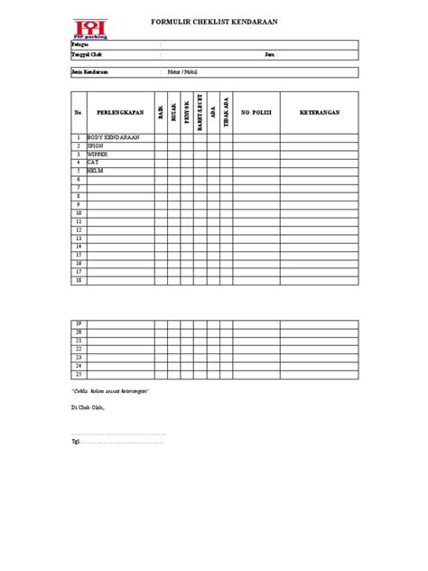 Ceklis Kendaraan Pdf