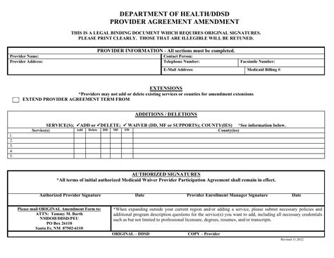 New Mexico Provider Agreement Amendment Form Fill Out Sign Online And Download Pdf