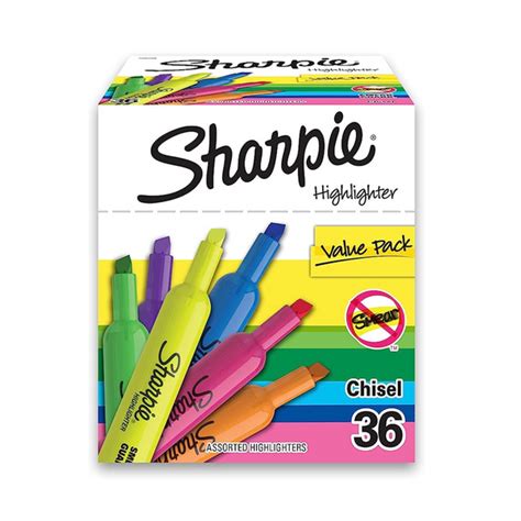 Sharpie Tank Highlighters Chisel Tip Assorted Color 36 Ct