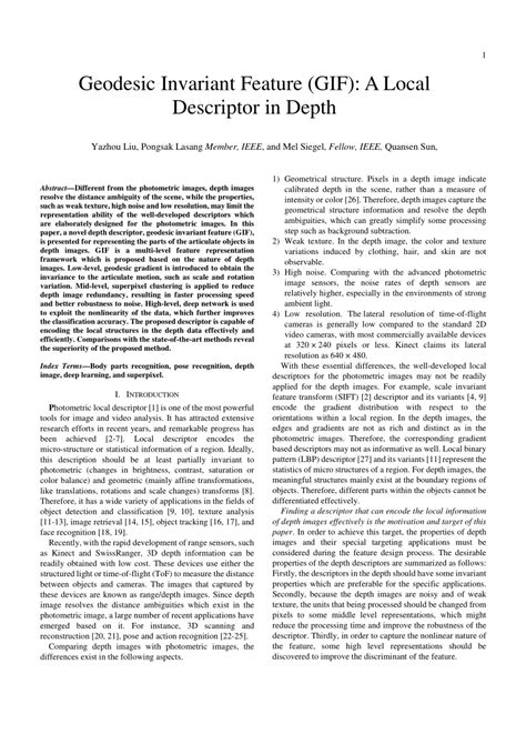 pdf geodesic invariant feature a local descriptor in depth