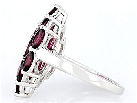 Raspberry Rhodolite Rhodium Over Sterling Silver Ring 567ctw Stk041