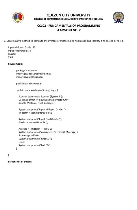 Java Method To Compute The Average Of Midterm And Final Grade And