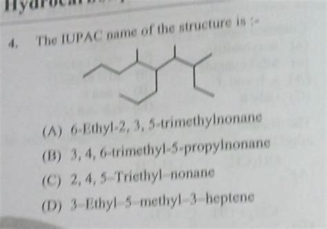The Iupac Name Of The Structure Is O Filo
