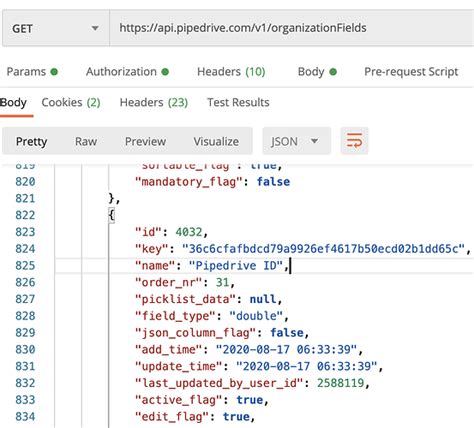 How To Retrieve The Values Of Custom Fields In Organization Api Clients Pipedrive Developers