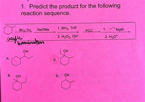 predict the product for the following reaction