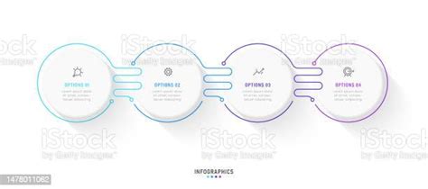 벡터 인포 그래픽 라벨 디자인 템플릿 아이콘과 4 옵션 또는 단계 프로세스 다이어그램 프리젠 테이션 워크 플로우 레이아웃 배너