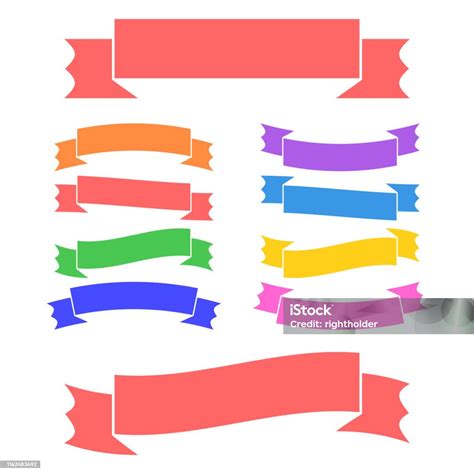 흰색 배경에 컬러 격리 배너 리본의 집합입니다 간단한 플랫 벡터 그림입니다 텍스트 에 대한 공백이 있습니다 인포 그래픽 디자인 광고 휴일 라벨에 적합합니다 0명에 대한 스톡