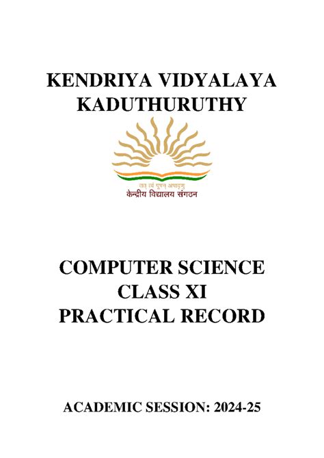 Xi Cs Record 2024 2512 Programs Kendriya Vidyalaya Kaduthuruthy Computer Science Class Xi