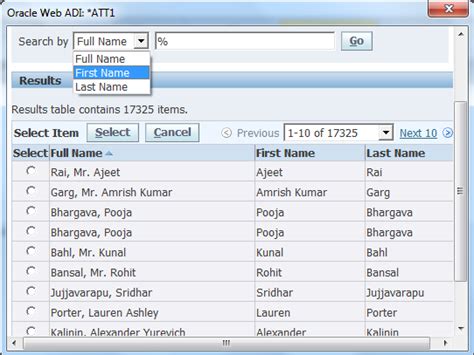 create lov from backend in webadi