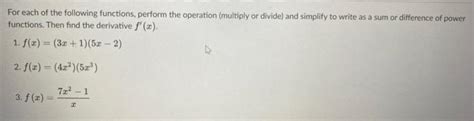 Solved For Each Of The Following Functions Perform The Chegg