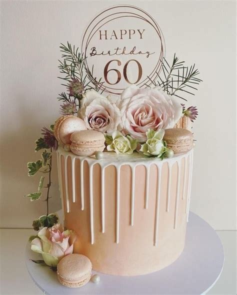 Elegant 60th Birthday Cake With Flowers 60th Birthday Cake Design
