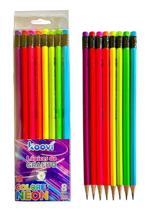Lapiz De Grafito C 8 Colores Neon